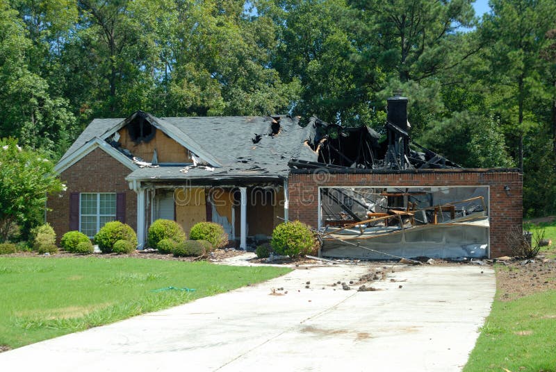 House damaged by fire stock photo. Image of drive, damaged - 25919512