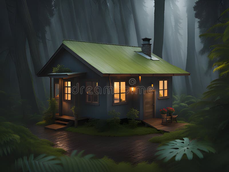 House with a Dark Forest, 3d Rendering, Ai Generated Stock Illustration ...