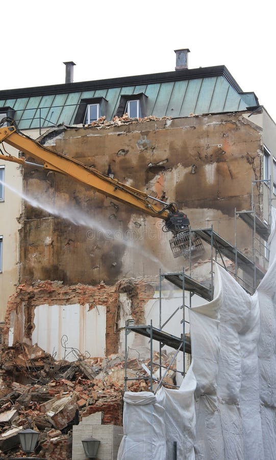 House Demolition with a Digger Stock Image - Image of crash ...