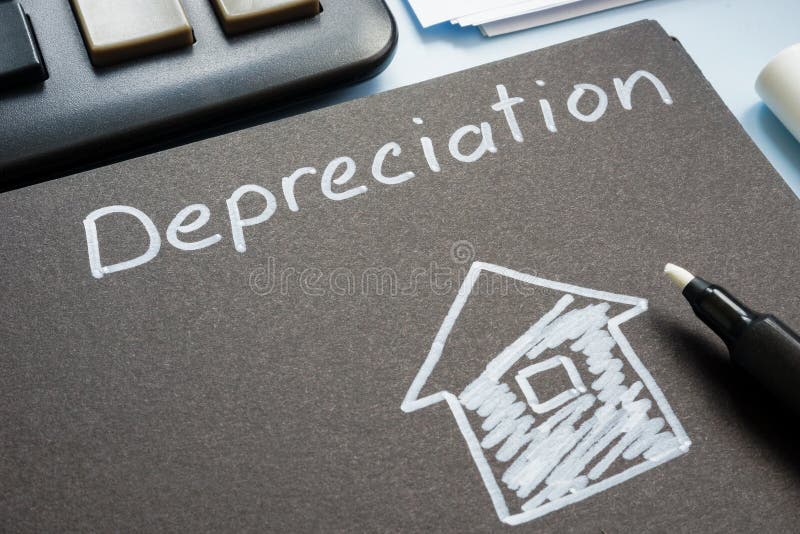 House Depreciation Concept. Dark Notepad with Marker. Stock Photo ...