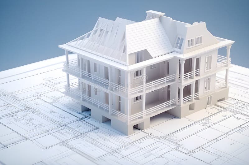 House, Design, Drawing, Architectural Plan 3D, Generative AI Stock ...