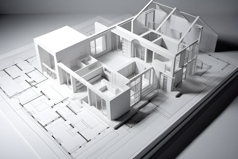House, Design, Drawing, Architectural Plan 3D, Generative AI Stock ...