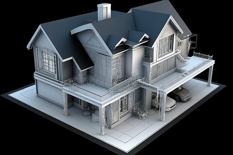 House, Design, Drawing, Architectural Plan 3D. Generative AI Stock ...
