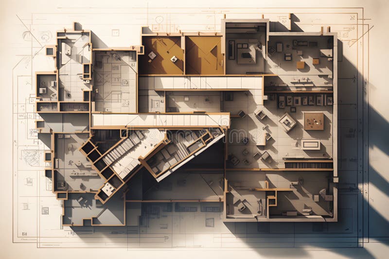 House, Design, Drawing, Architectural Plan 3D, Generative AI Stock ...