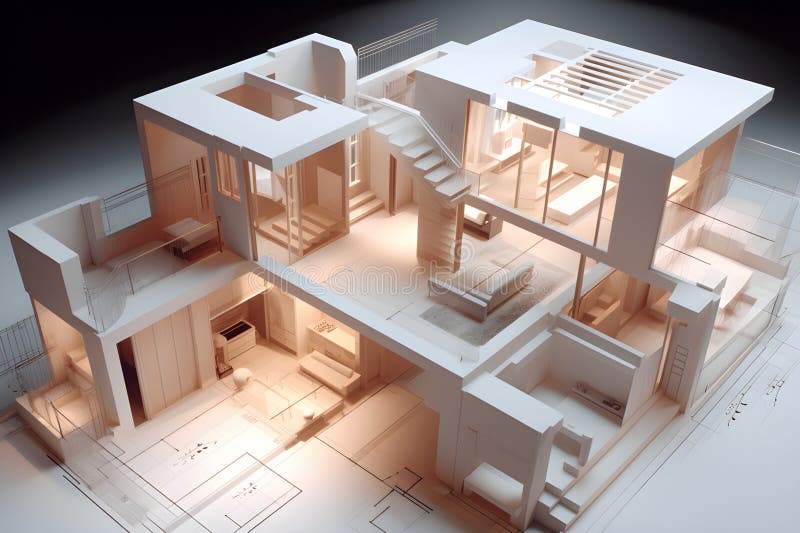 House, Design, Drawing, Architectural Plan 3D, Generative AI Stock ...