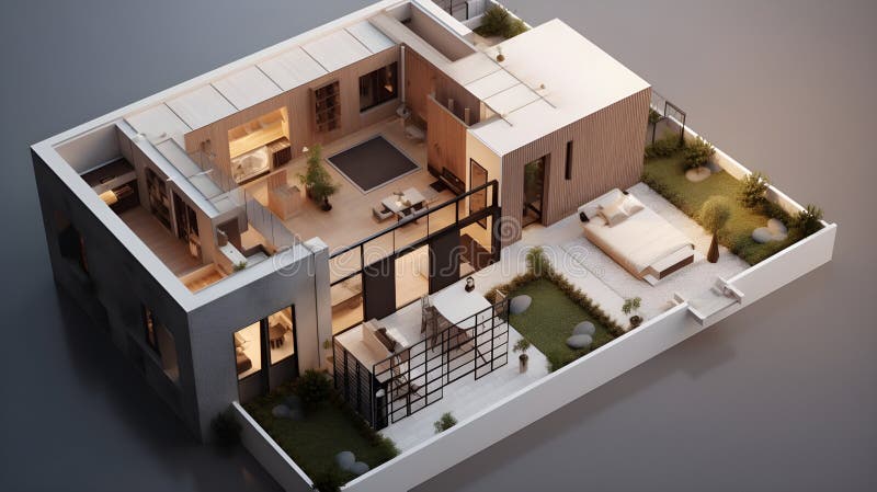 House, Design, Drawing, Architectural Plan 3D, Generative AI Stock ...