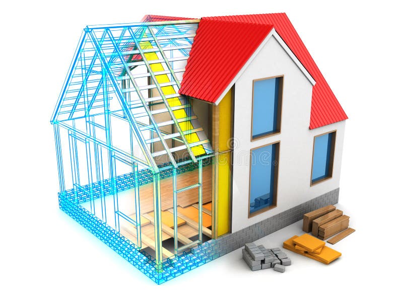 House design process stock illustration. Illustration of insulation ...