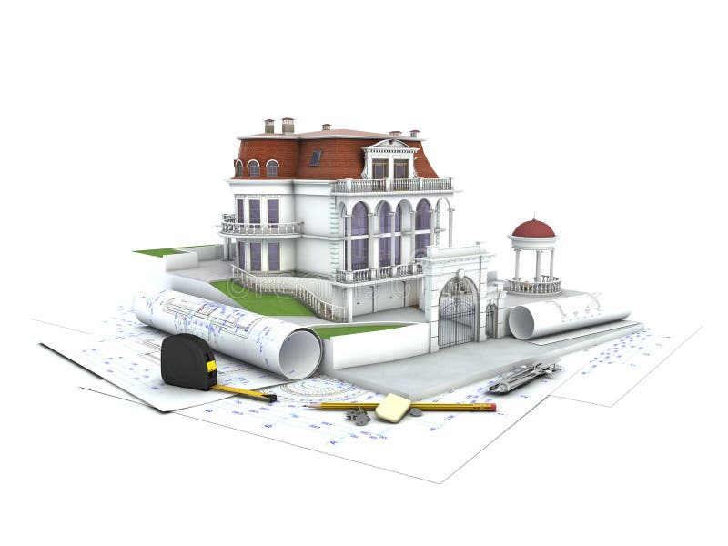 House Design Progress, Architecture Visualization Stock Illustration ...