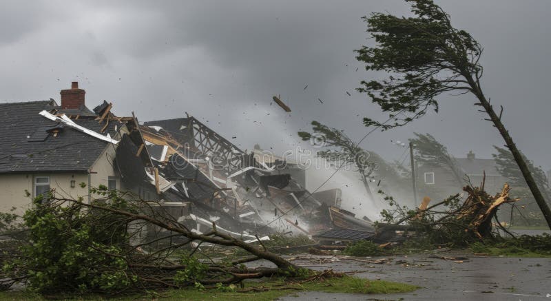 House Destroyed by Severe Storm Damage and Strong Winds Outdoors Stock ...