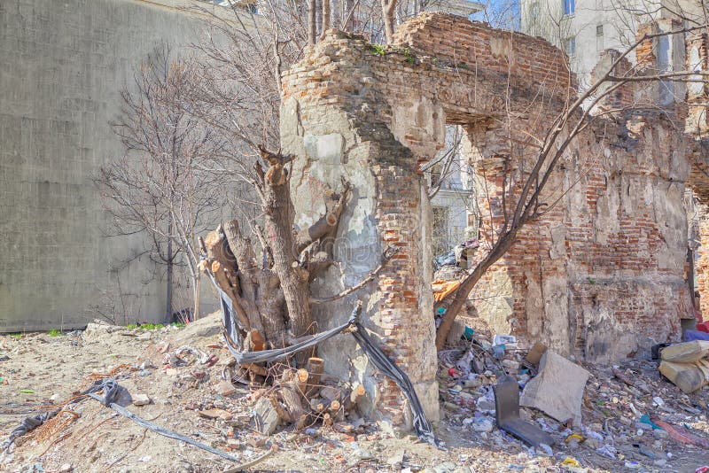 House after destruction stock photo. Image of bricks - 89346204