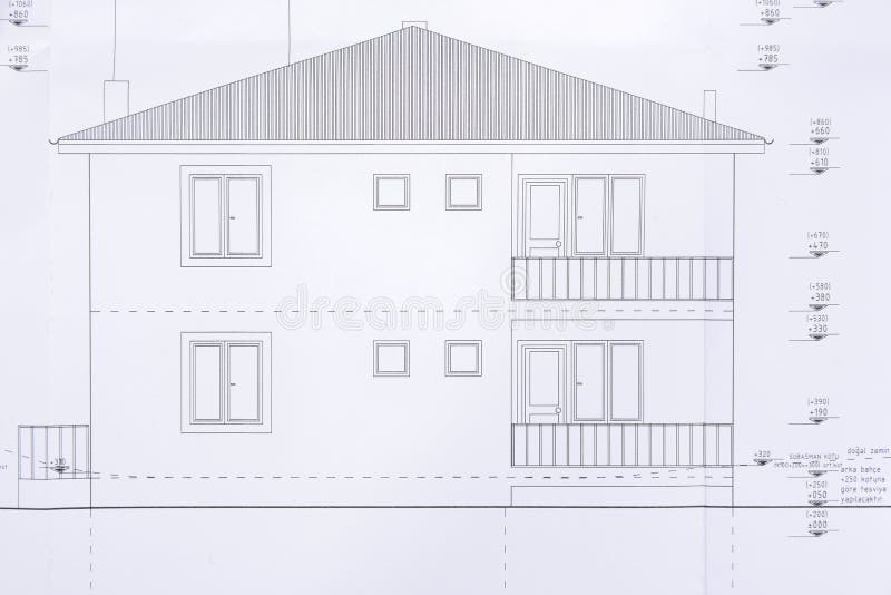 House Detailed Plan stock photo. Image of sketch, blue - 36904830