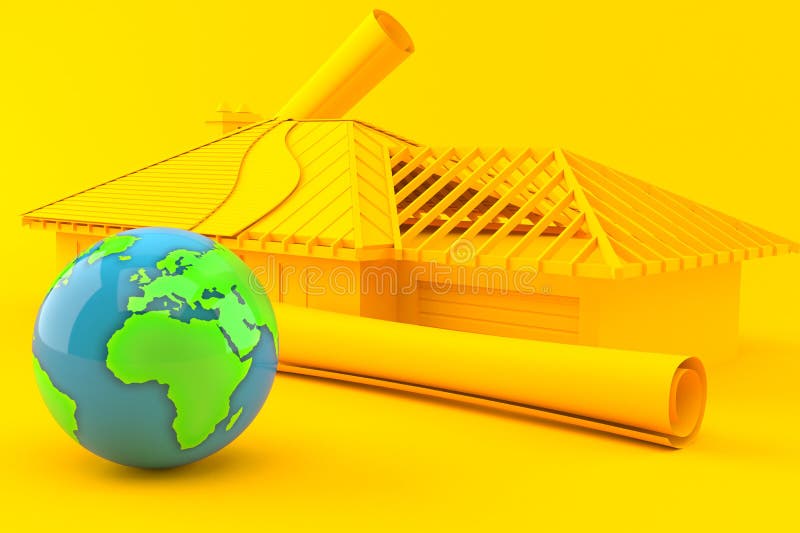 House Development Background with World Globe Stock Illustration ...