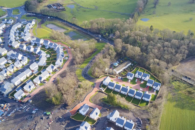 House Development Construction Site in Progress Aerial View Stock Image ...