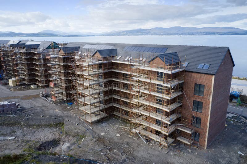 House Development Construction Site in Progress Aerial View Stock Photo ...