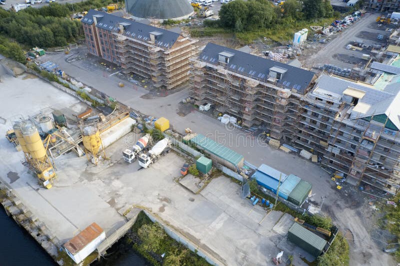 House Development Construction Site in Progress Aerial View Stock Photo ...