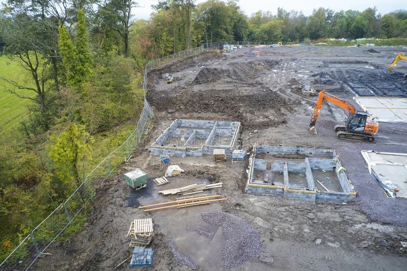 House Development Construction Site in Progress Aerial View Stock Image ...