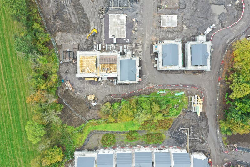 House Development Construction Site in Progress Aerial View Stock Image ...