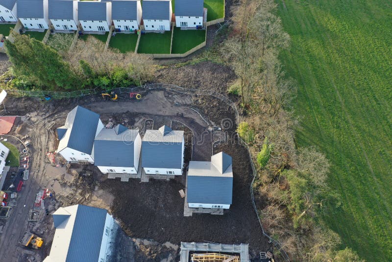 House Development Construction Site in Progress Aerial View Stock Photo ...