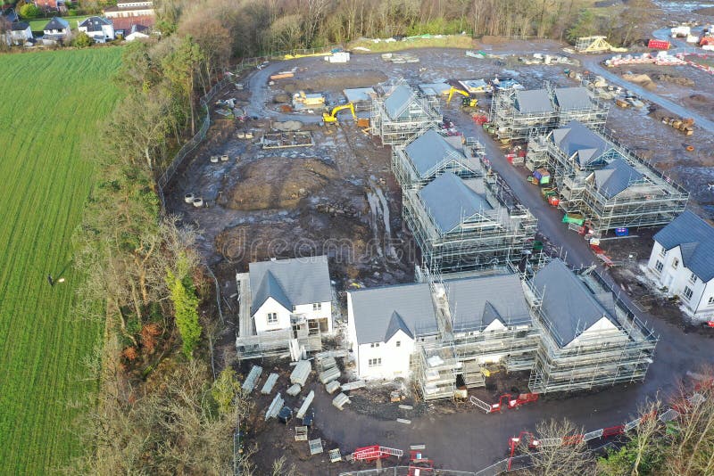 House Development Construction Site in Progress Aerial View Stock Image ...