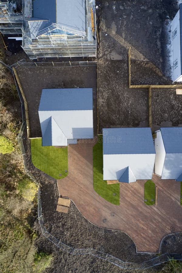 House Development Construction Site in Progress Aerial View Stock Photo ...