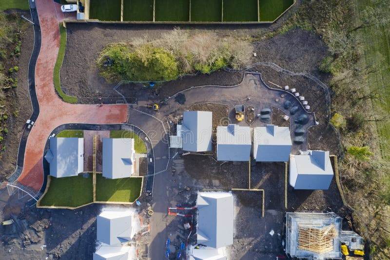 House Development Construction Site in Progress Aerial View Stock Photo ...