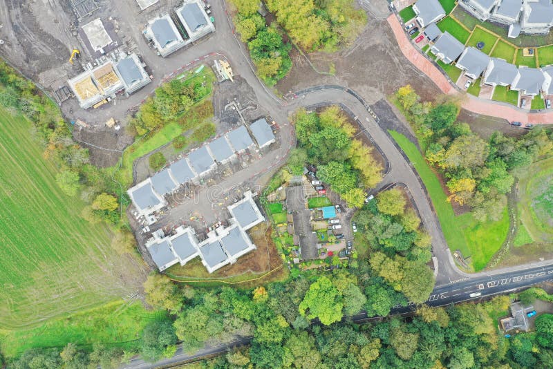 House Development Construction Site in Progress Aerial View Stock Image ...