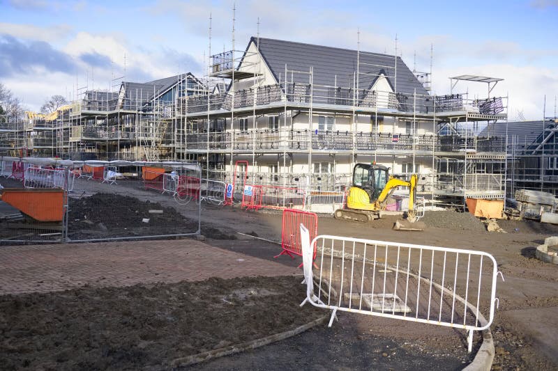 House Development Construction Site in Progress with Scaffold Stock ...