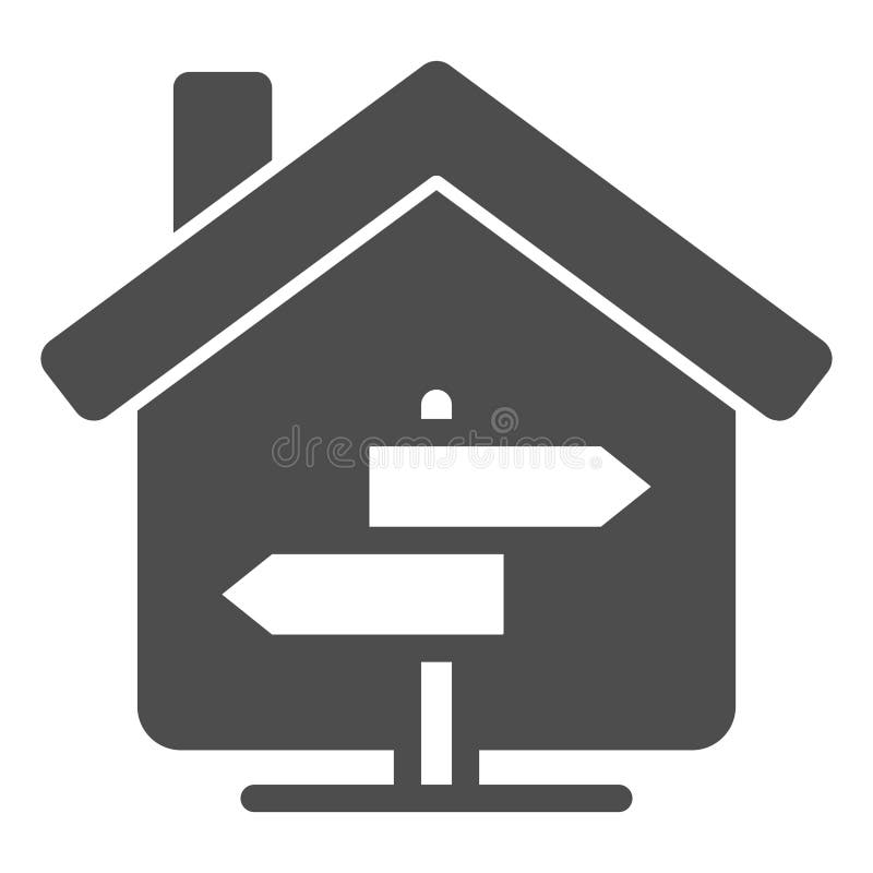 House and Directions Pointer Pole Solid Icon, Housing Market Concept ...