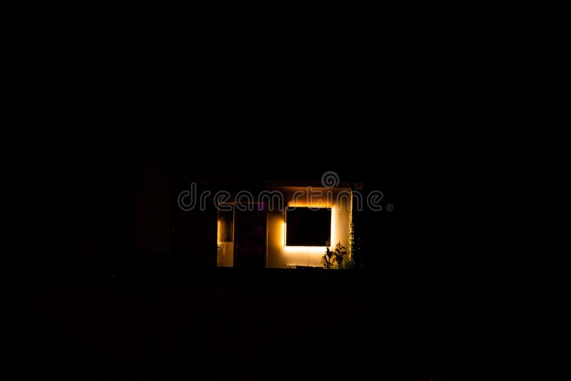 House in a Distance at Night Stock Image - Image of evening, light ...