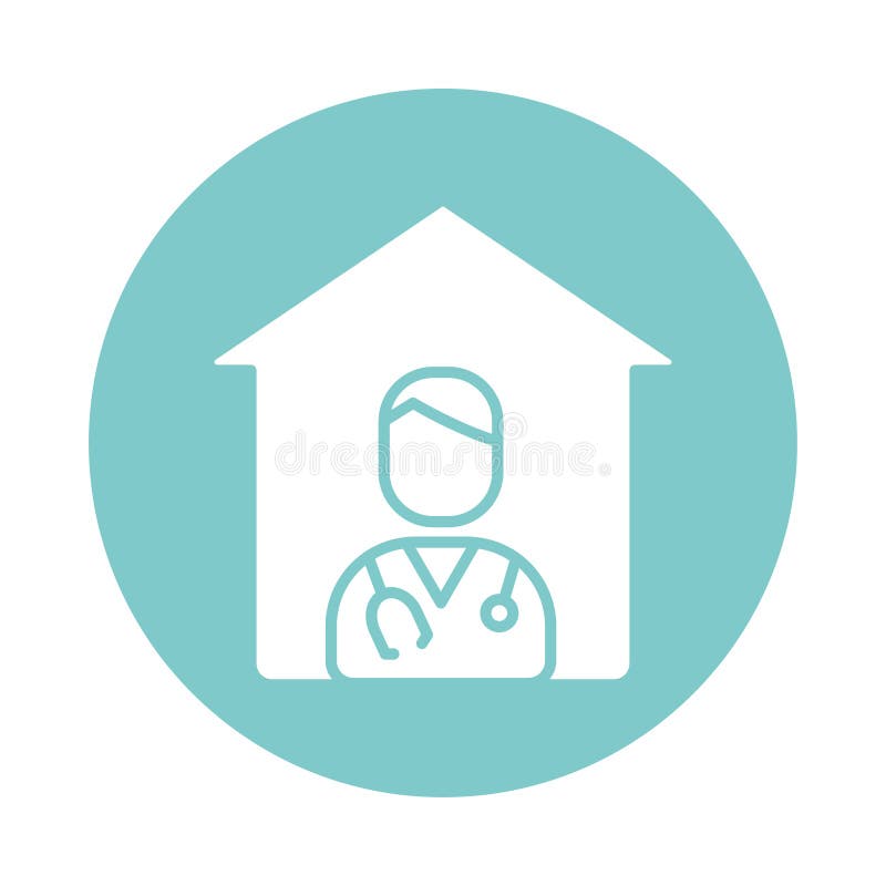 House with Doctor Professional Character Silhouette Gradient Style ...
