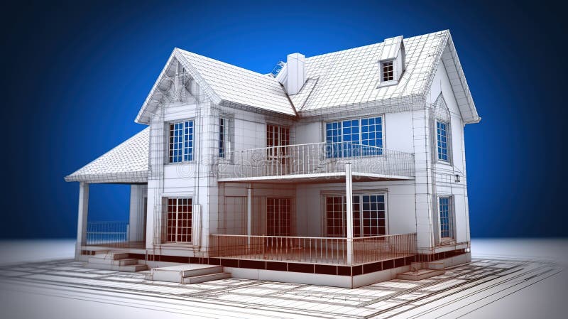 House on the Drafts in Different Projections and Blueprints. Gen Stock ...