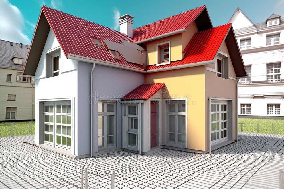 House on the Drafts in Different Projections and Keys. Generativ Stock ...