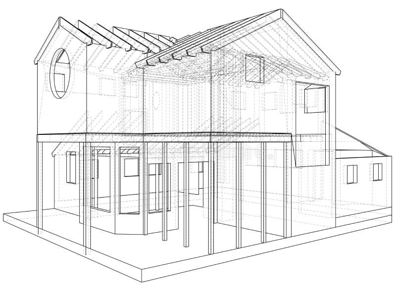 House Drawing in Vector. the Contours of the House Stock Vector ...