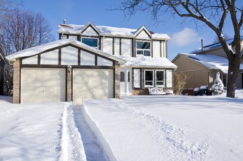 House and Driveway Covered with Fresh Snow #2 Stock Photo - Image of ...