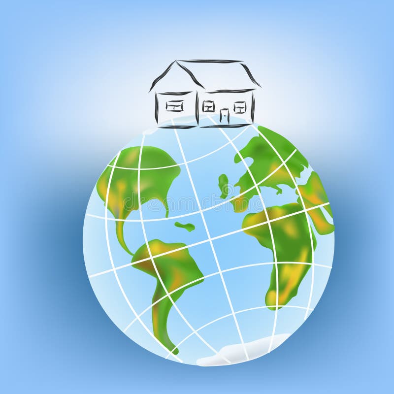 House on the earth. stock vector. Illustration of icon - 13824163