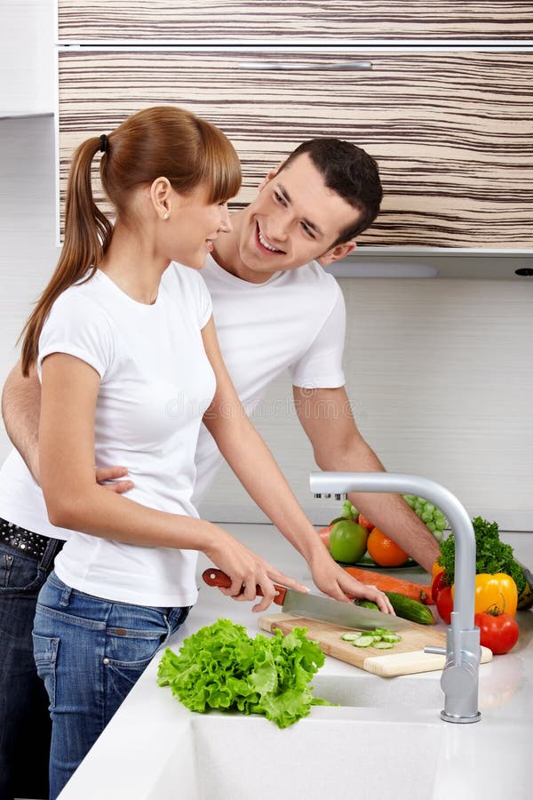 Couple cooking stock image. Image of liestyle, juice - 20802053