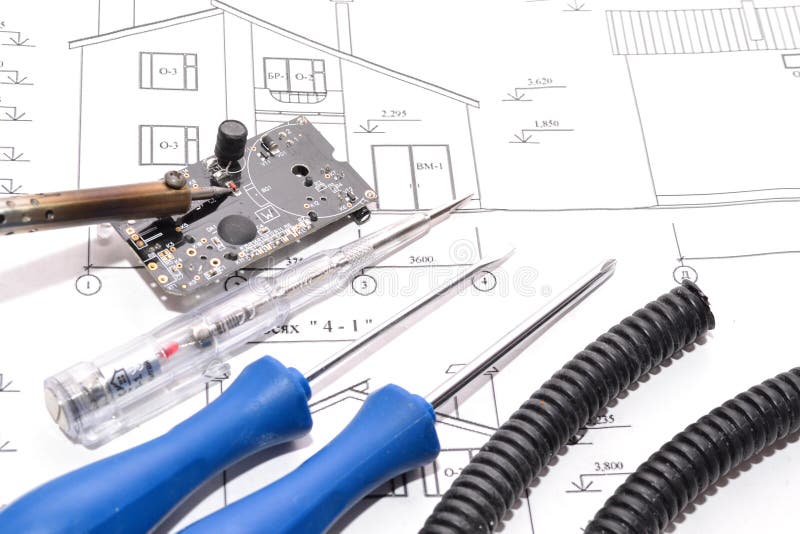 House Plan.electrical Connection. Stock Photo - Image of architecture ...