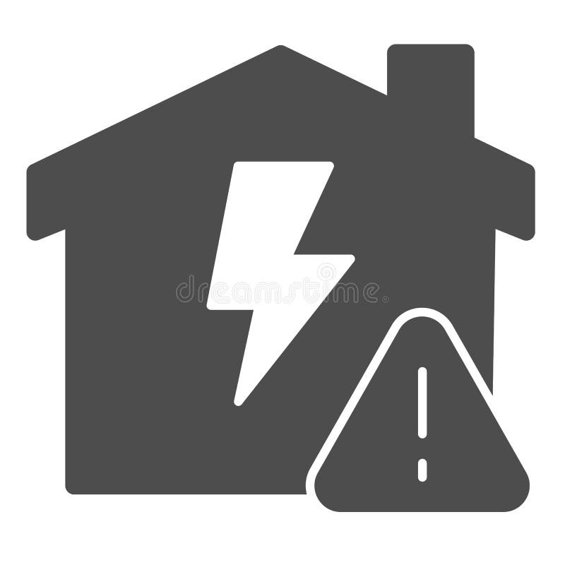 House Electricity Lightning with Caution Triangle Solid Icon, Smart ...