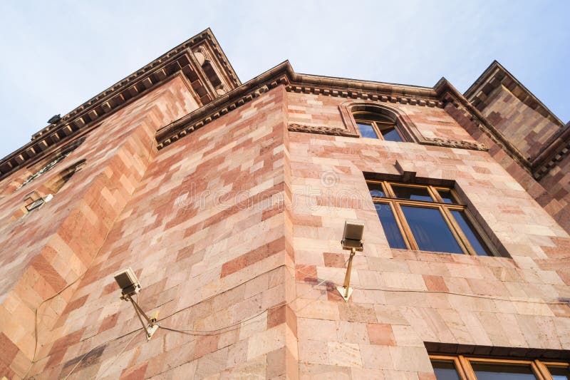 Facade of red tuff. stock photo. Image of traditional - 108429028