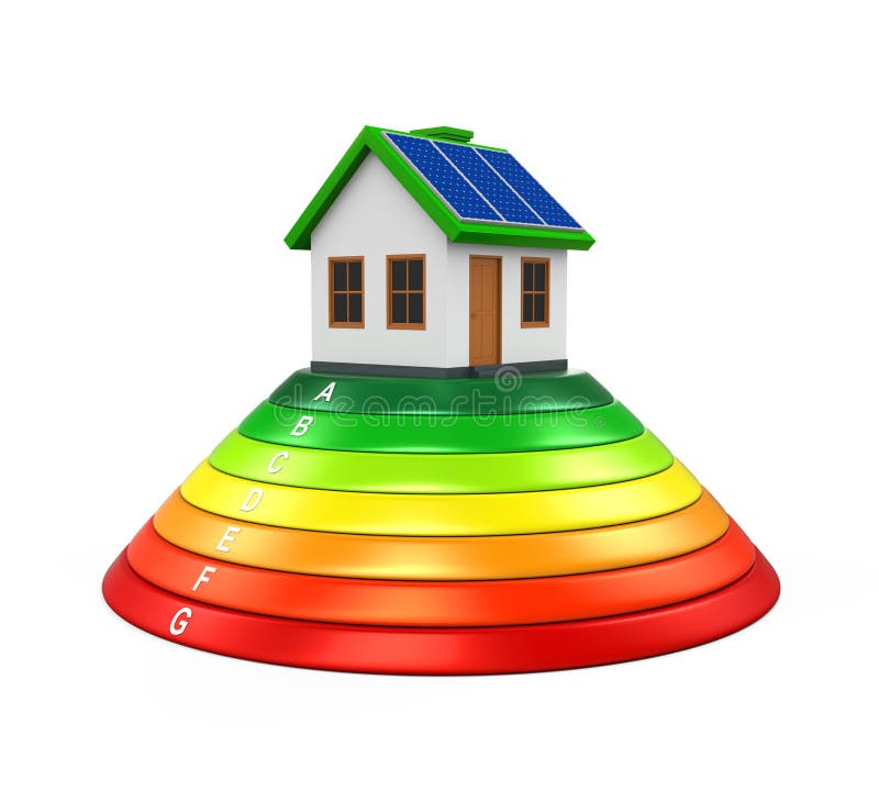 House with Energy Efficiency Level Stock Illustration - Illustration of ...