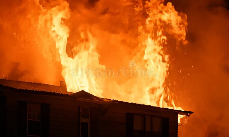 Intense Flames Engulf House in Fiery Blaze Stock Video - Video of ...