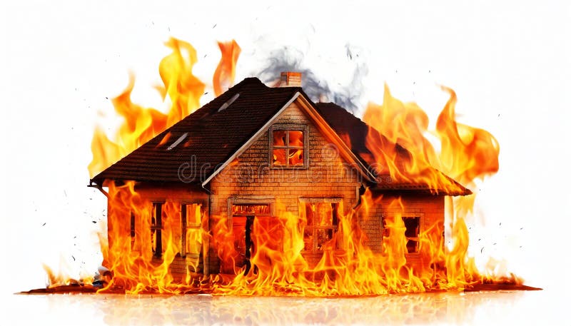 A House Engulfed in Flames Representing Destruction and Disaster Stock ...