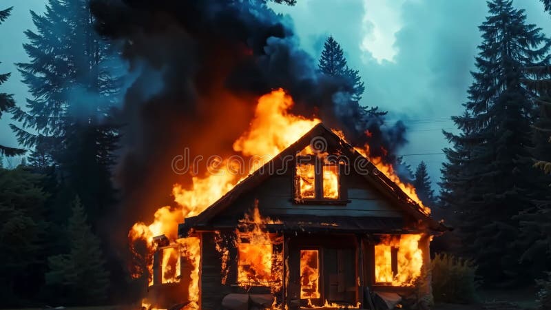 A House on Fire in the Middle of a Forest Stock Footage - Video of ...