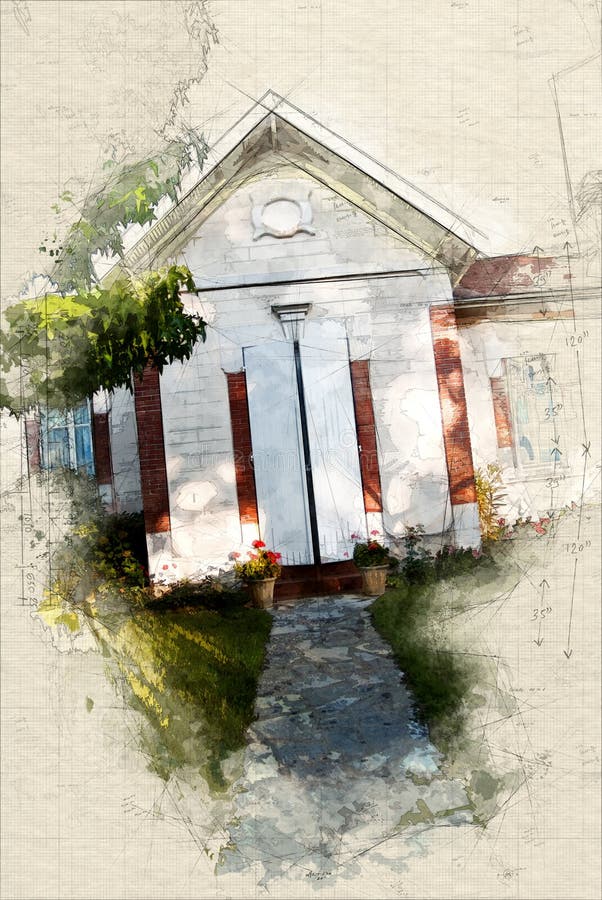 House entrance stock illustration. Illustration of pencil - 130164459