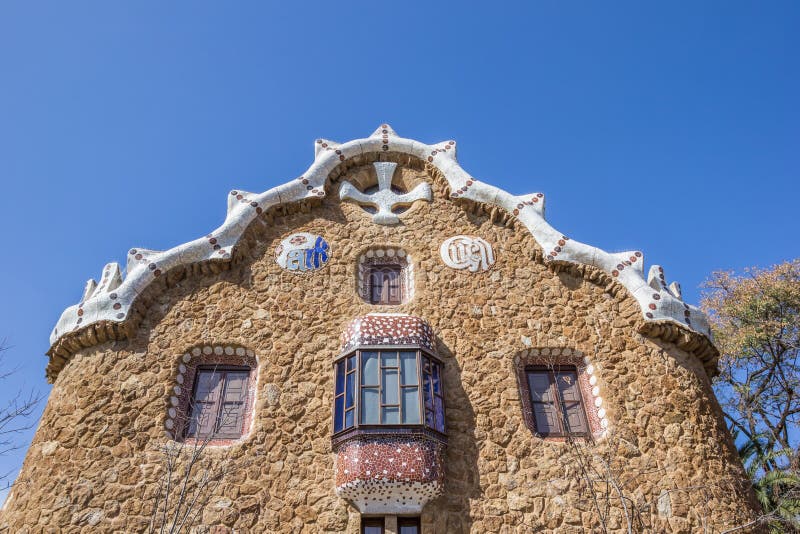 House at the Entrance of Park Guell in Barcelona Stock Photo - Image of ...