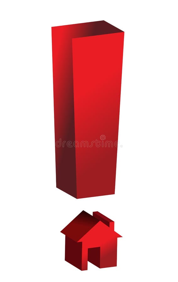 House with Exclamation Mark Symbol Stock Vector - Illustration of icon ...