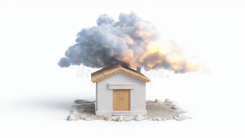 House Explodes in Smoke and Fire, Dramatic Scene Stock Video - Video of ...