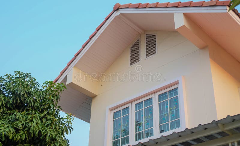 House Exterior with Attic Windows. Stock Photo - Image of house, home ...