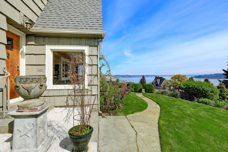 House Exterior and Backyard View Stock Photo - Image of outside, home ...