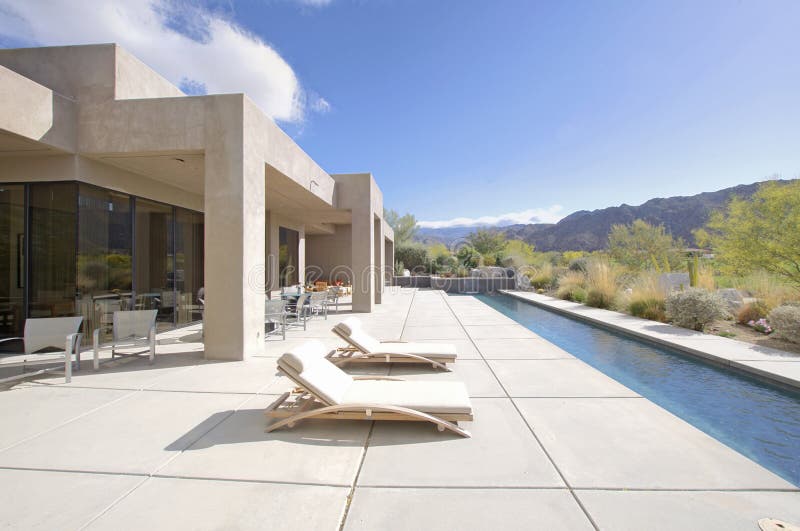 House Exterior with Lap Pool Stock Photo - Image of exposure, hotel ...